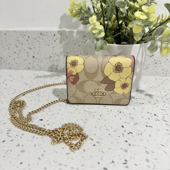 Coach | Bags | Coach Mini Wallet On A Chain In Signature Canvas With ...